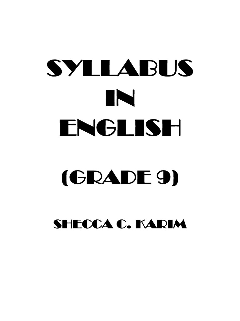 Syllabus IN English: (GRADE 9) | PDF | Poetry | Punctuation