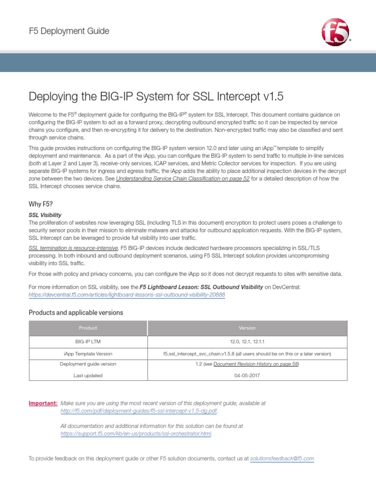 SSL Intercept F5 | PDF | Proxy Server | Transport Layer Security
