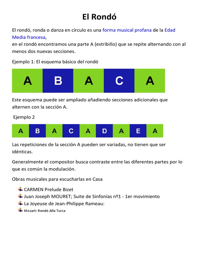 Estructura y Ejemplos del Rondó Musical | PDF | Estribillo | Musicología