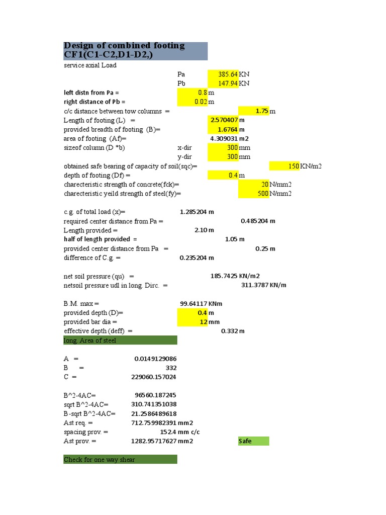 Combined Footing Check | PDF