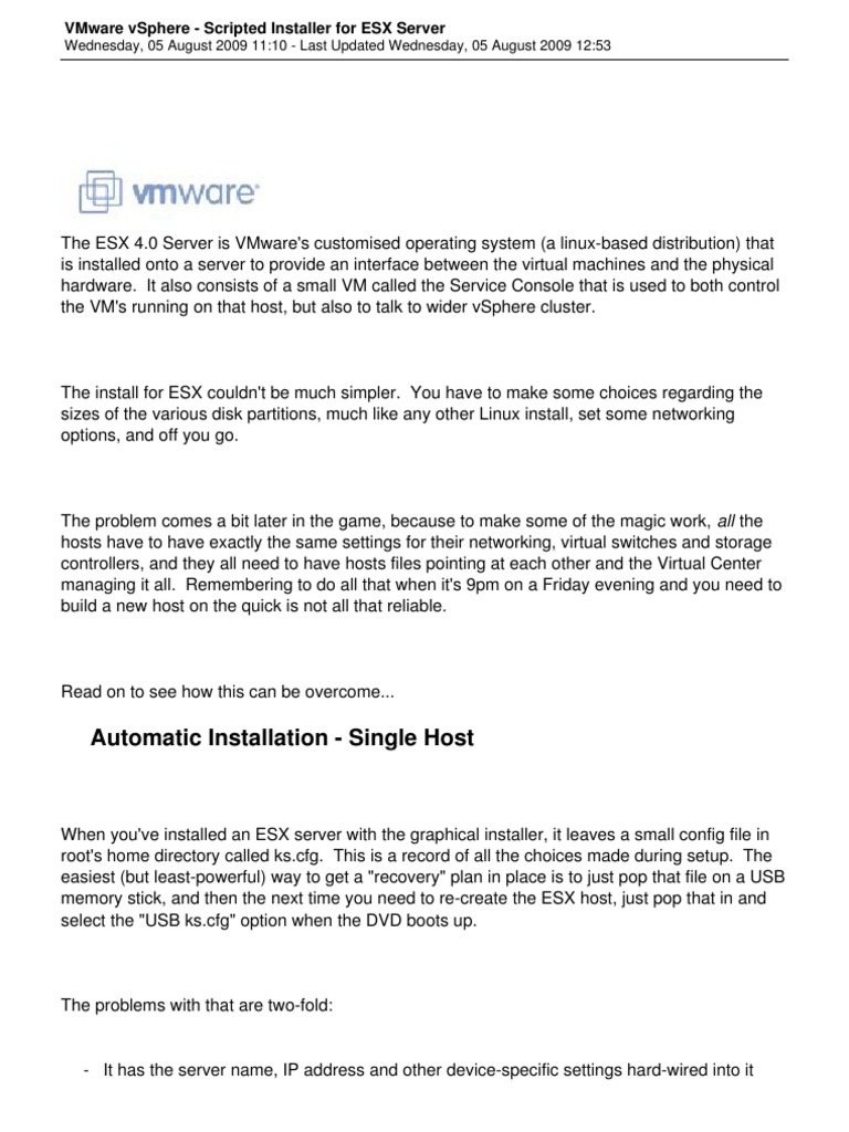 232 Esxscriptedinstall | PDF | Installation (Computer Programs) | Booting