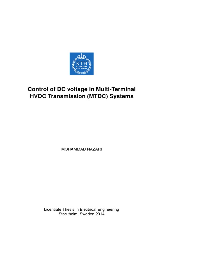 Control of DC Voltage in Multi-Terminal HVDC Transmission (MTDC) Systems | PDF | High Voltage ...