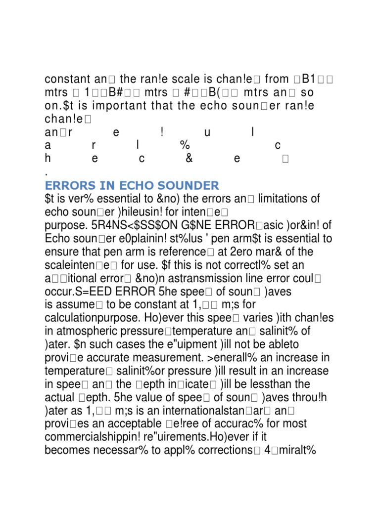 Errors in Echo Sounder | PDF | Hydrography | Physical Geography