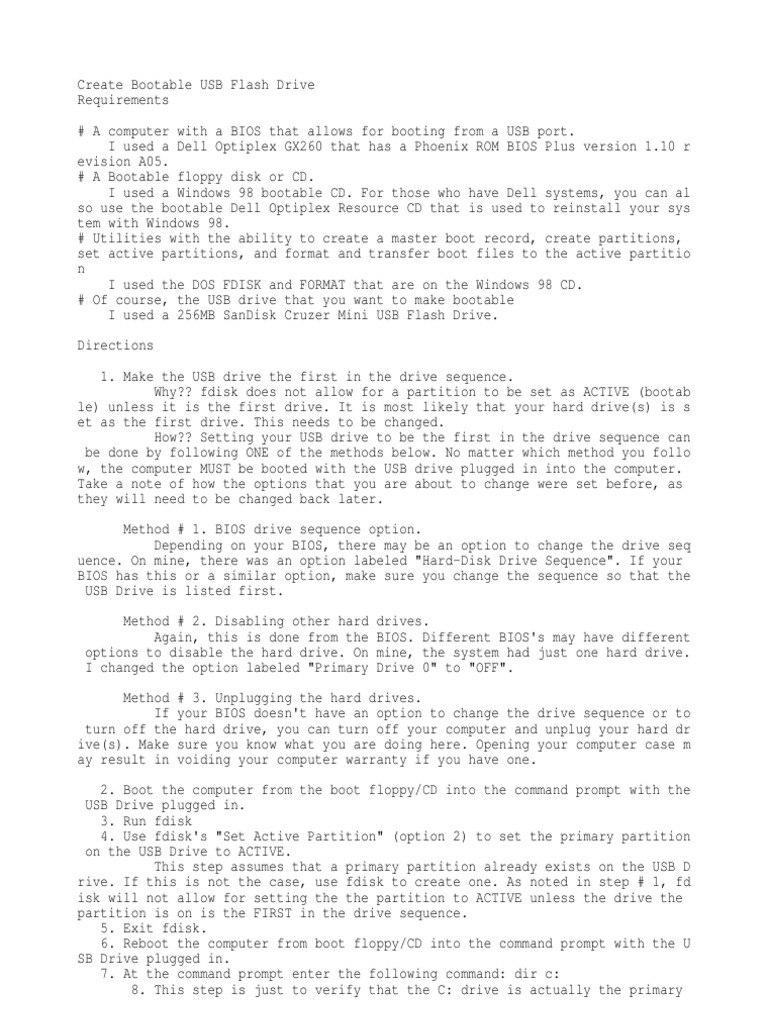 Create Bootable USB Flash Drive | PDF | Booting | Bios