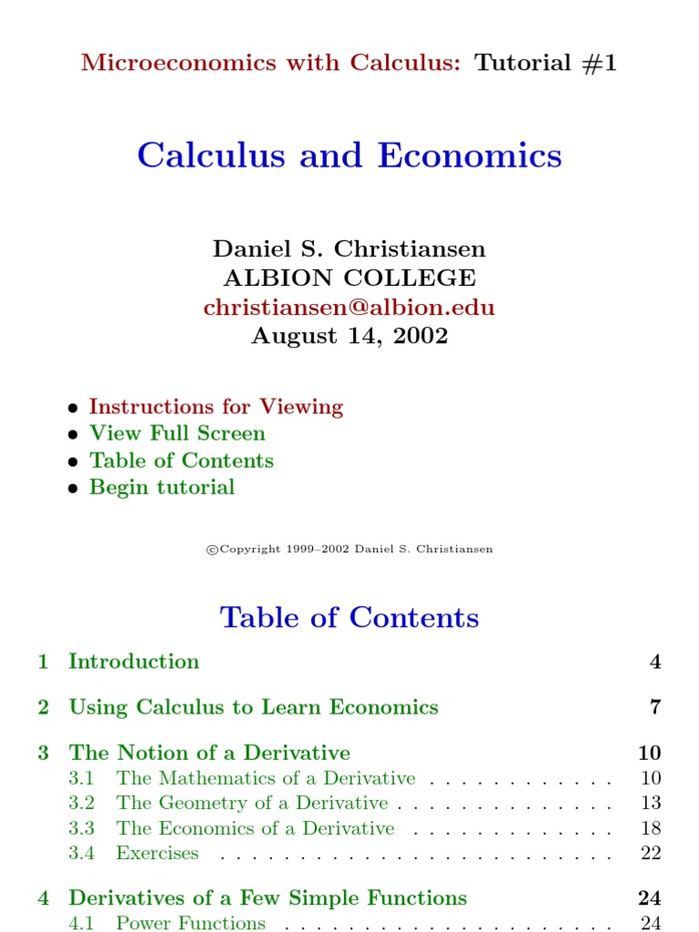 Economics and Calculus | PDF | Derivative | Slope