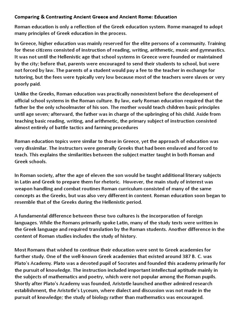 Educational Differences Between Greek And Rome PPT Ancient Greece