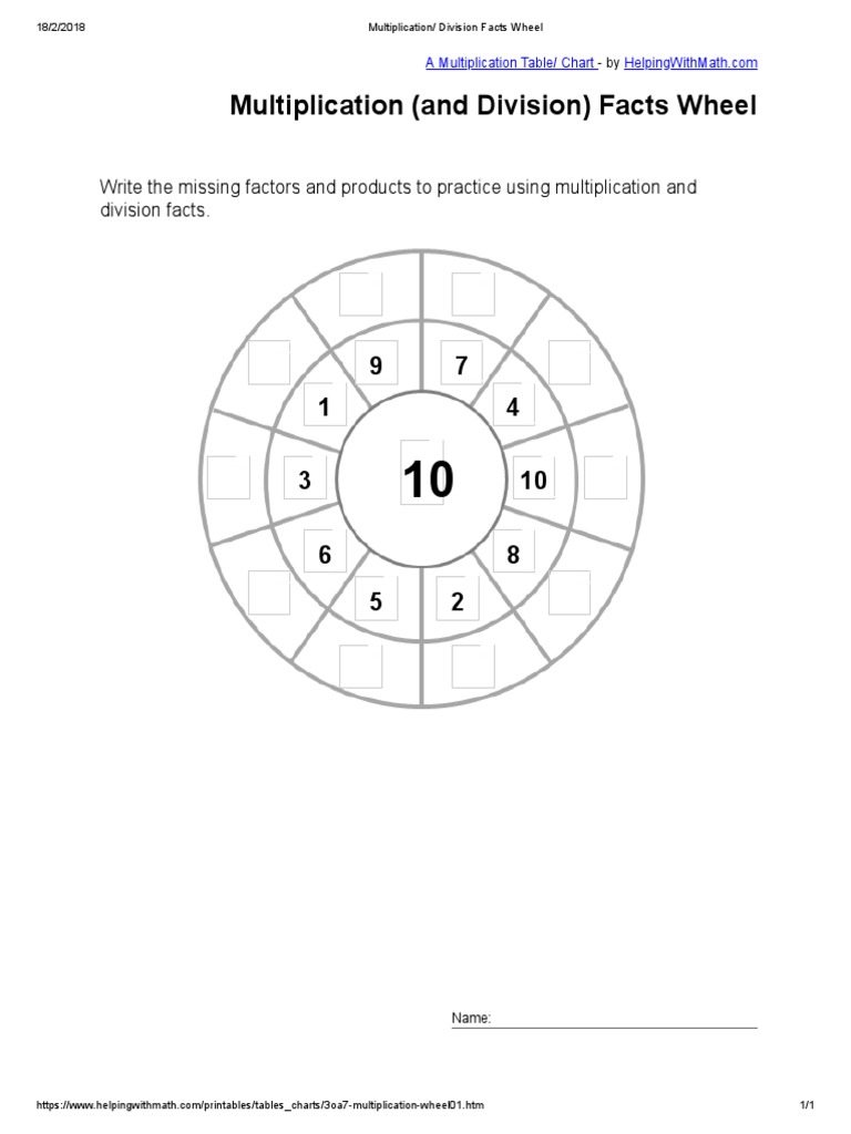 Multiplication and Division Facts Wheel | PDF