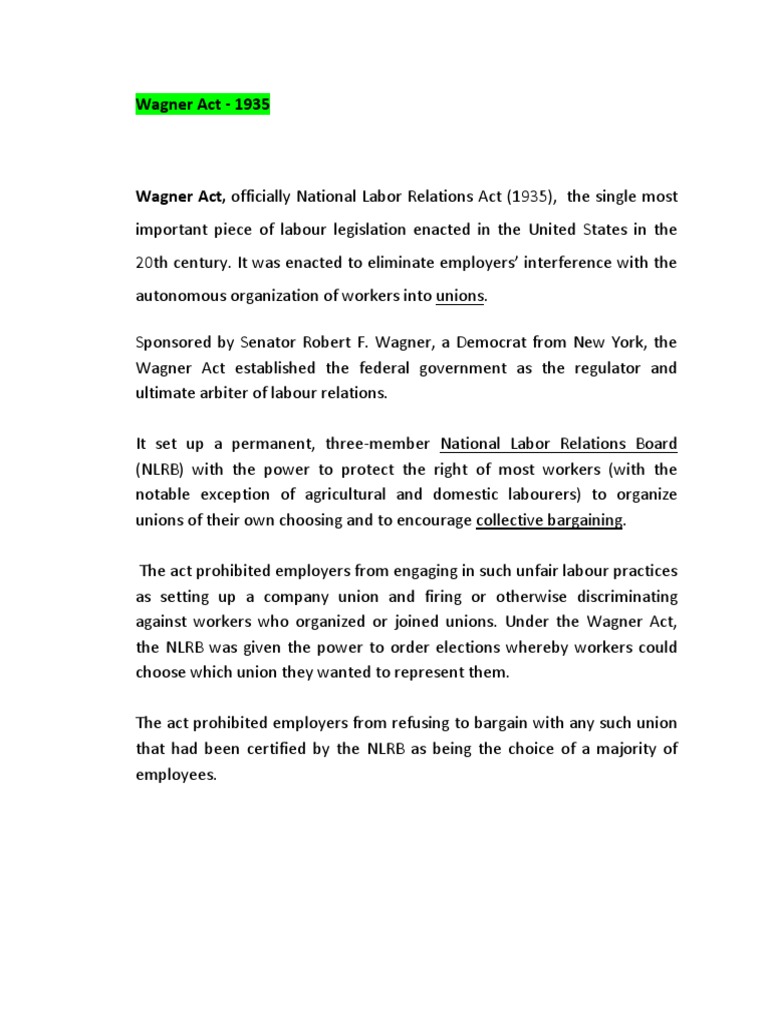 Wagner Act | PDF