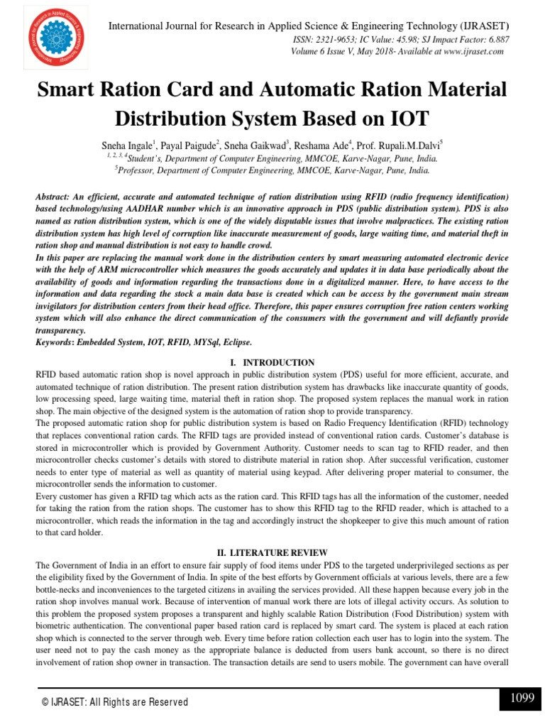 Smart Ration Card and Automatic Ration Material Distribution System ...