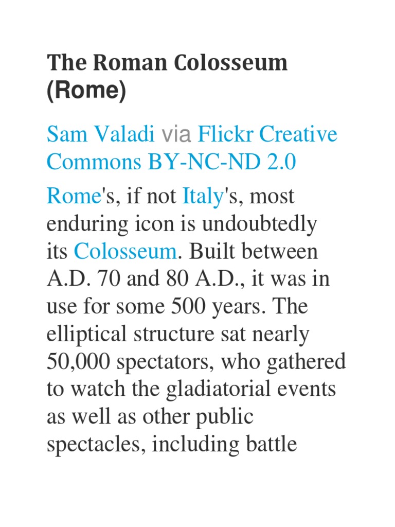 Overview of the Roman Colosseum | PDF