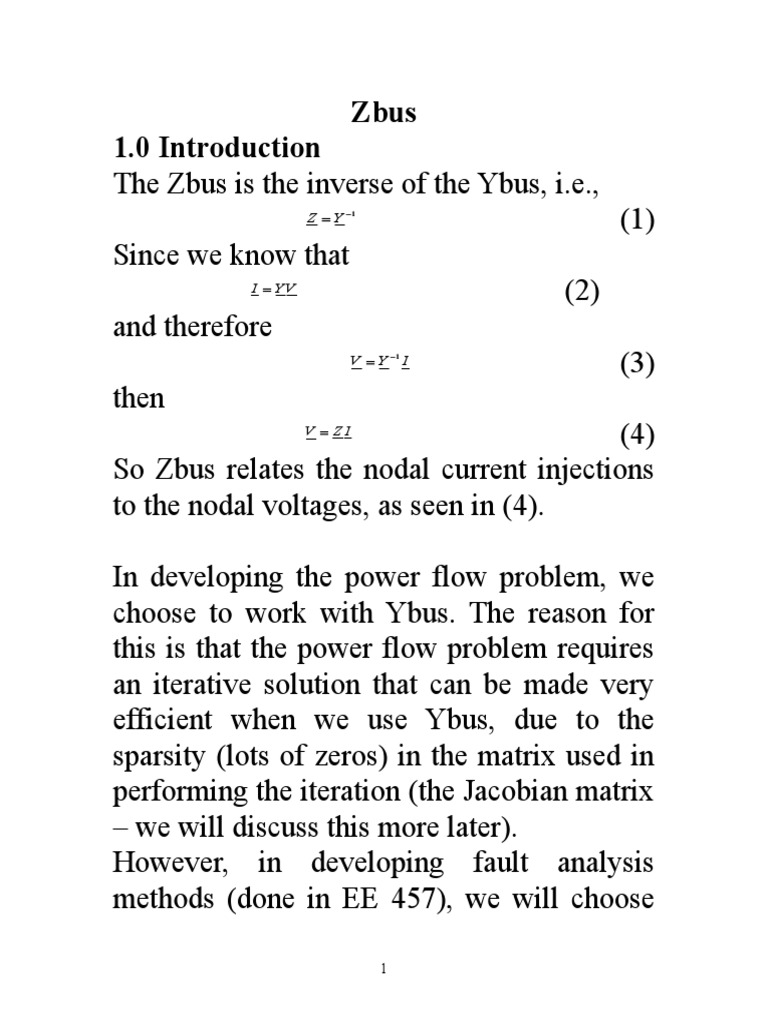 Zbus | PDF | Matrix (Mathematics) | Electrical Impedance