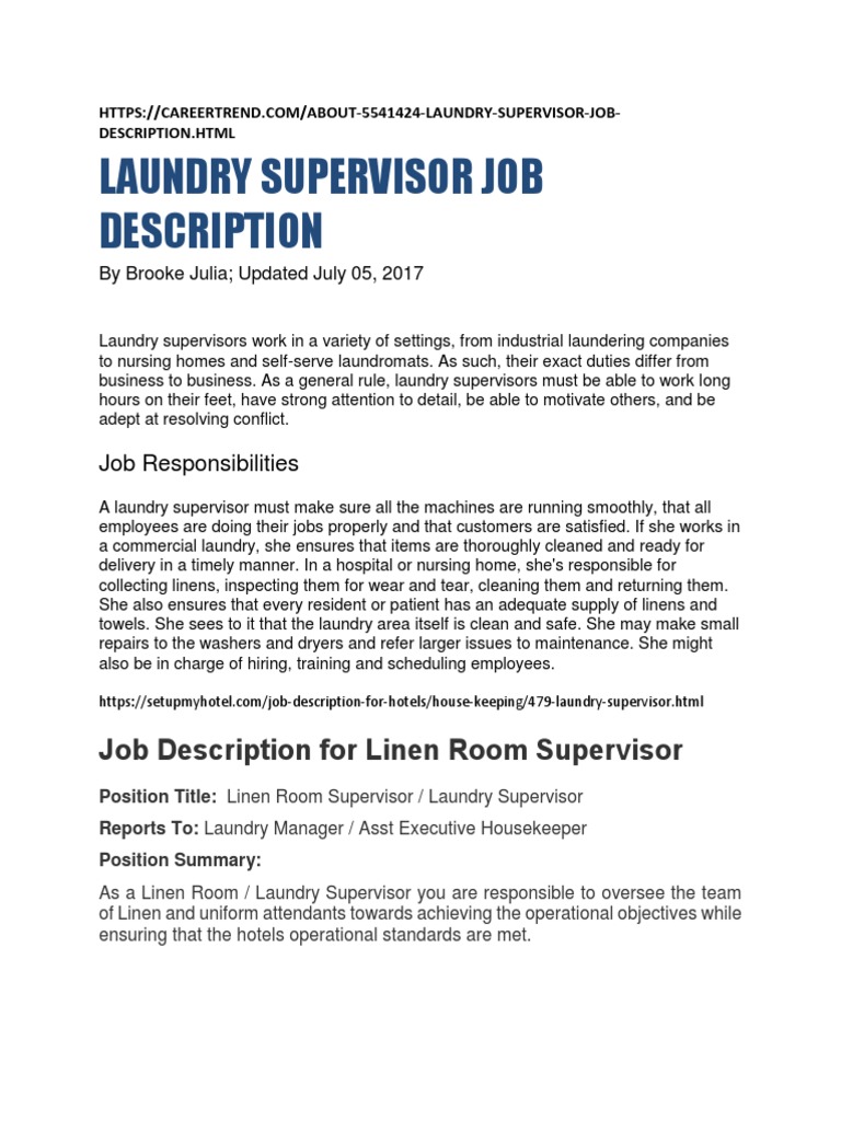 Linen and Laundry Staff | PDF | Laundry | Nursing Home Care