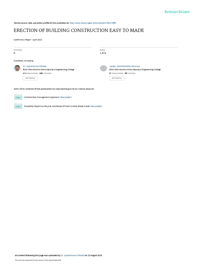 15ce021mjp JRP Jjberectionofbuilding11!03!2015 | PDF | Beam (Structure ...