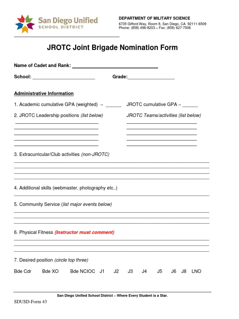Brigade Staff Nomination Form | PDF | Youth Organizations | Military