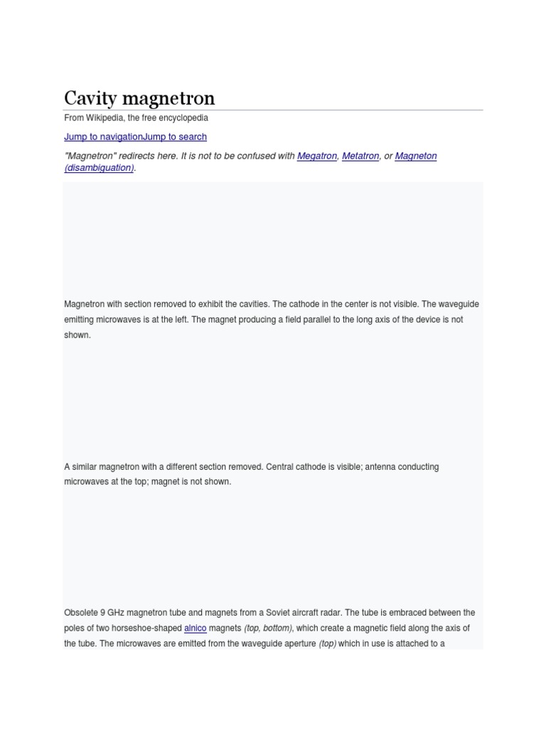 Cavity Magnetron: Jump To Navigationjump To Search | PDF | Vacuum Tube ...