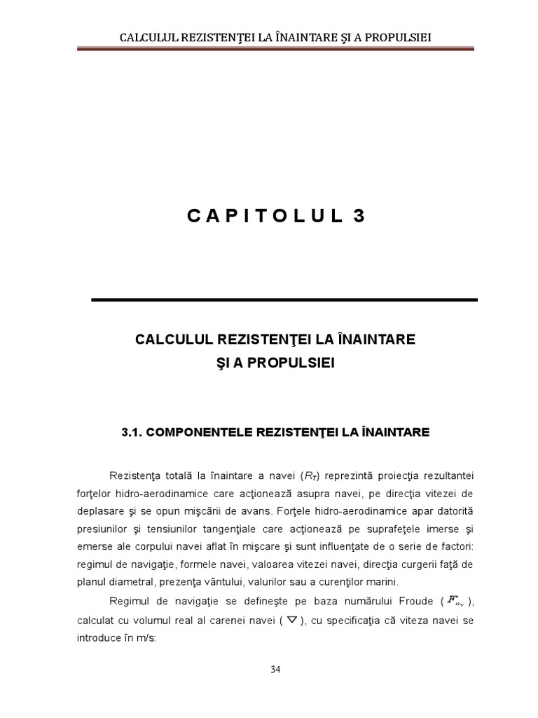 Calculul Rezistentei La Inaintare Si A Propulsiei | PDF