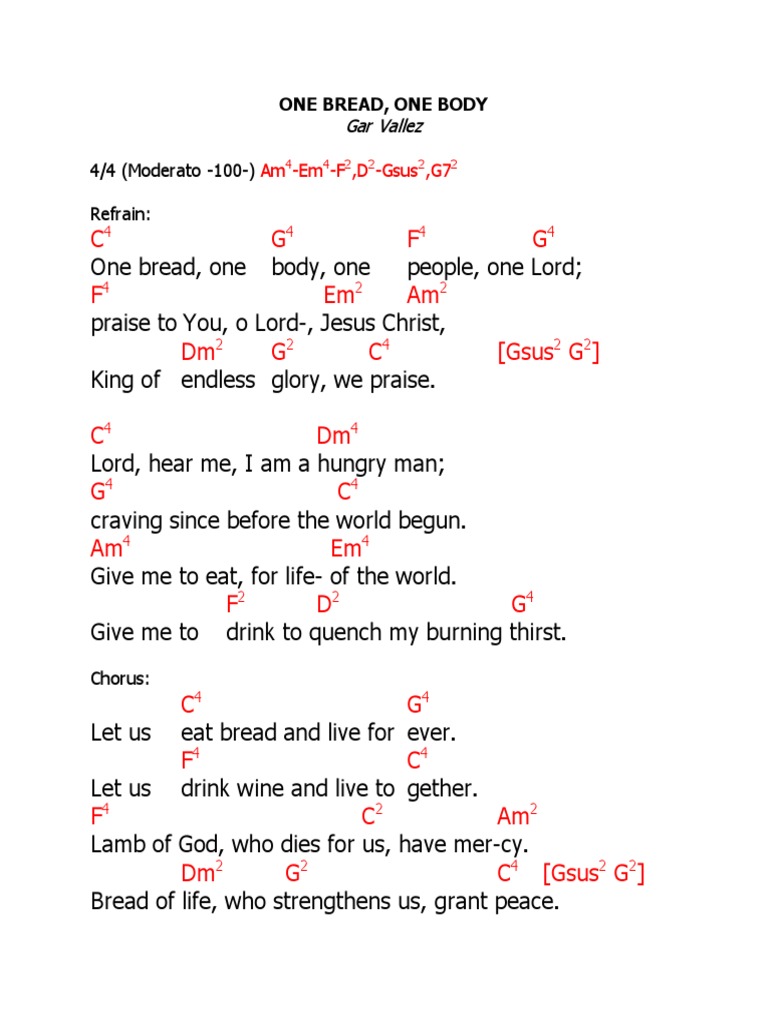 One Bread, One Body Lyrics and Chords | PDF
