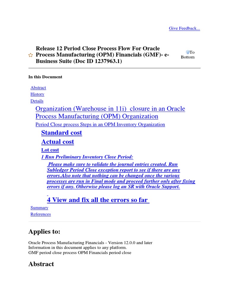 OPM Period Close Process | PDF | Inventory | Accounting