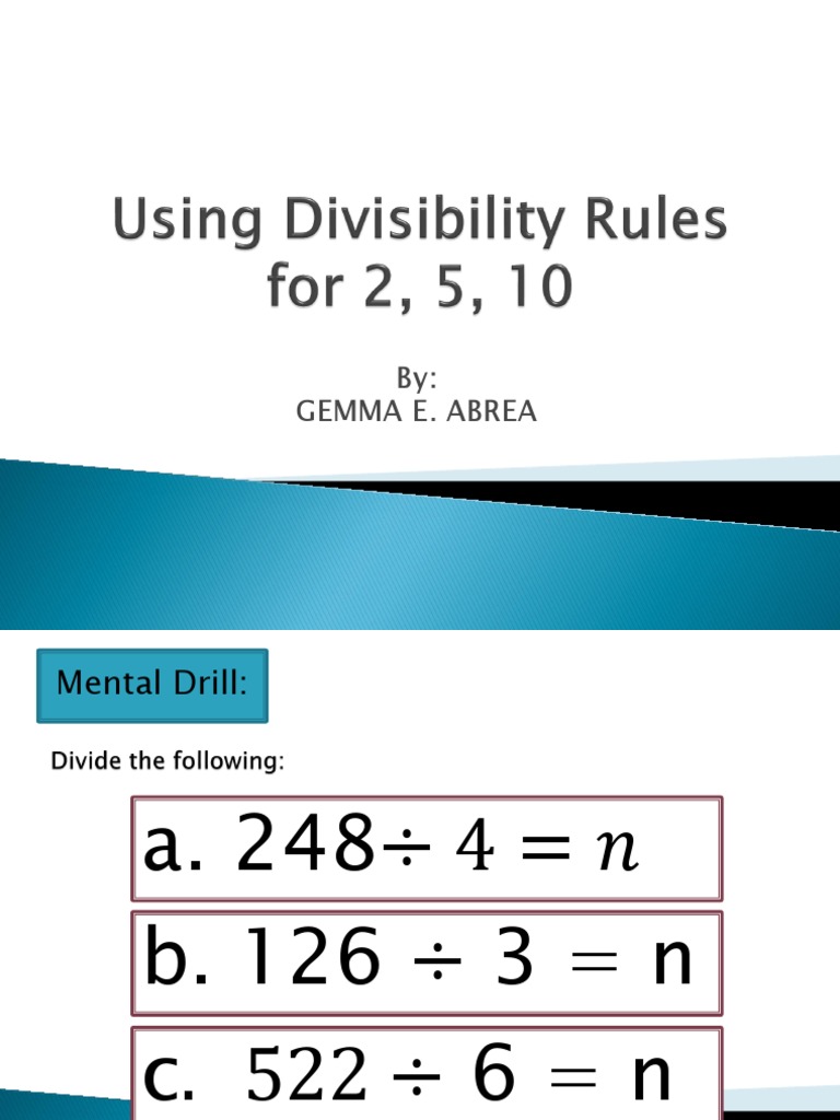 Math Divisibility Practice | PDF | Teaching Methods & Materials