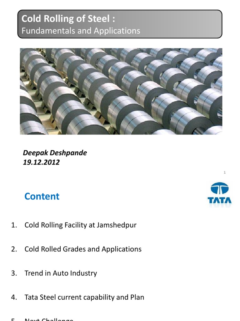 Cold Rolling of Steel - Fundamentals and Applications (Tata Steel ...