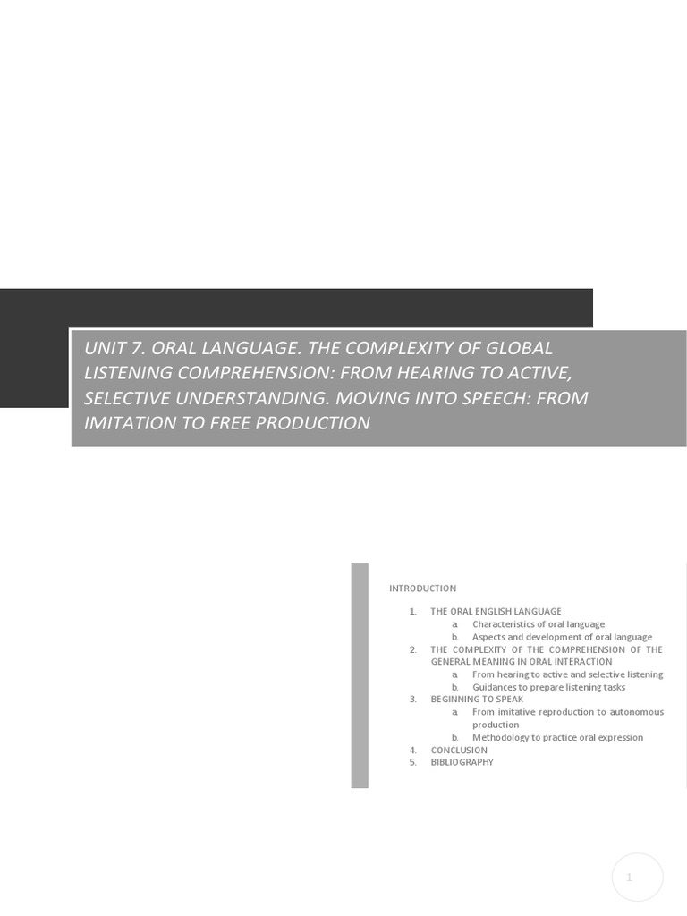 Unit 7 | Download Free PDF | Language Development | Speech