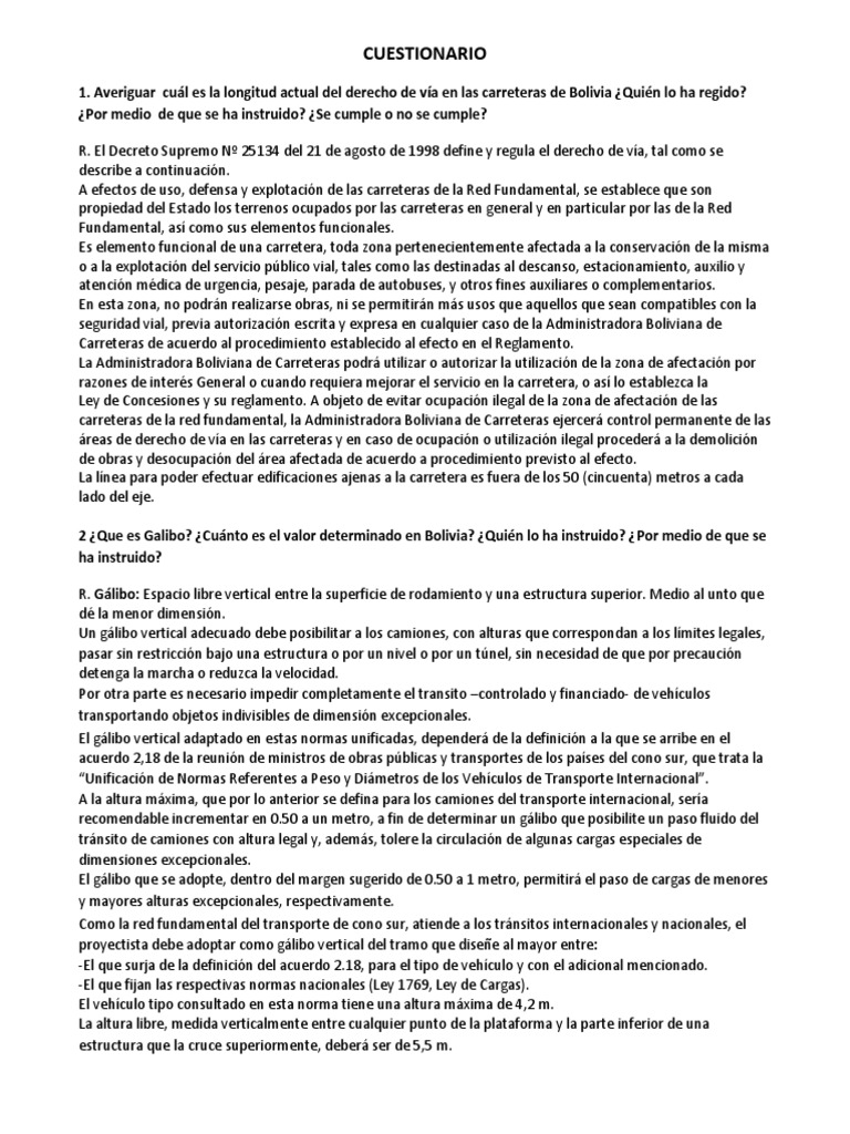 Regulación del derecho de vía y establecimiento del gálibo vertical en ...