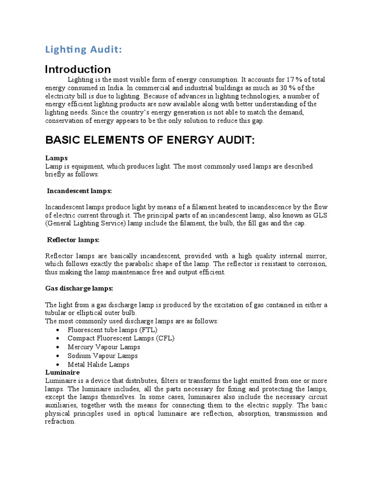 Lighting Audit Concepts | PDF | Incandescent Light Bulb | Lighting