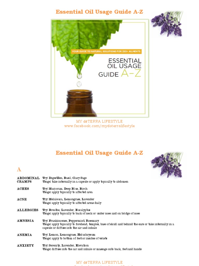 dōTERRA Essential Oil Usage Guide A Z PDF | PDF | Essential Oil | Lavandula