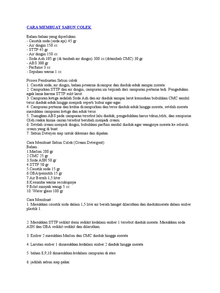 Cara Membuat Sabun Colek | PDF