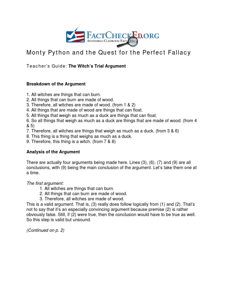 Monty Python and The Quest For The Perfect Fallacy: The Witch's Trial ...