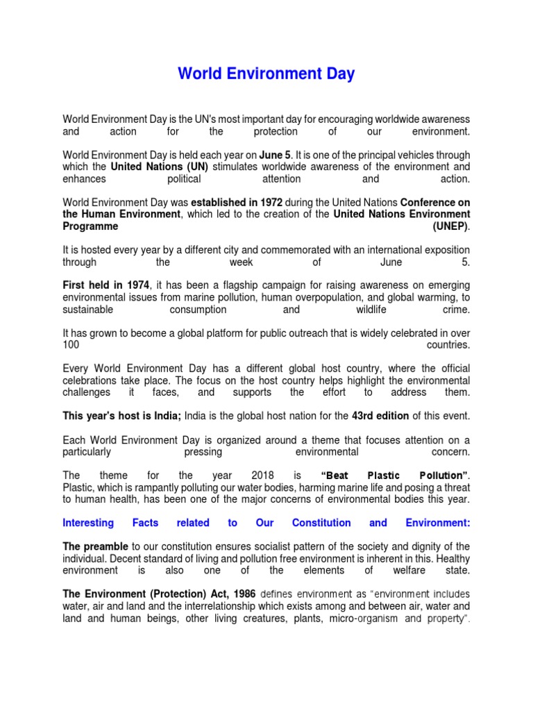 World Environment Day | PDF | Environmentalism | Sustainability