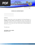 Notice of Appointment (Lupon Tagapamayapa) | PDF | Metro Manila | Asia