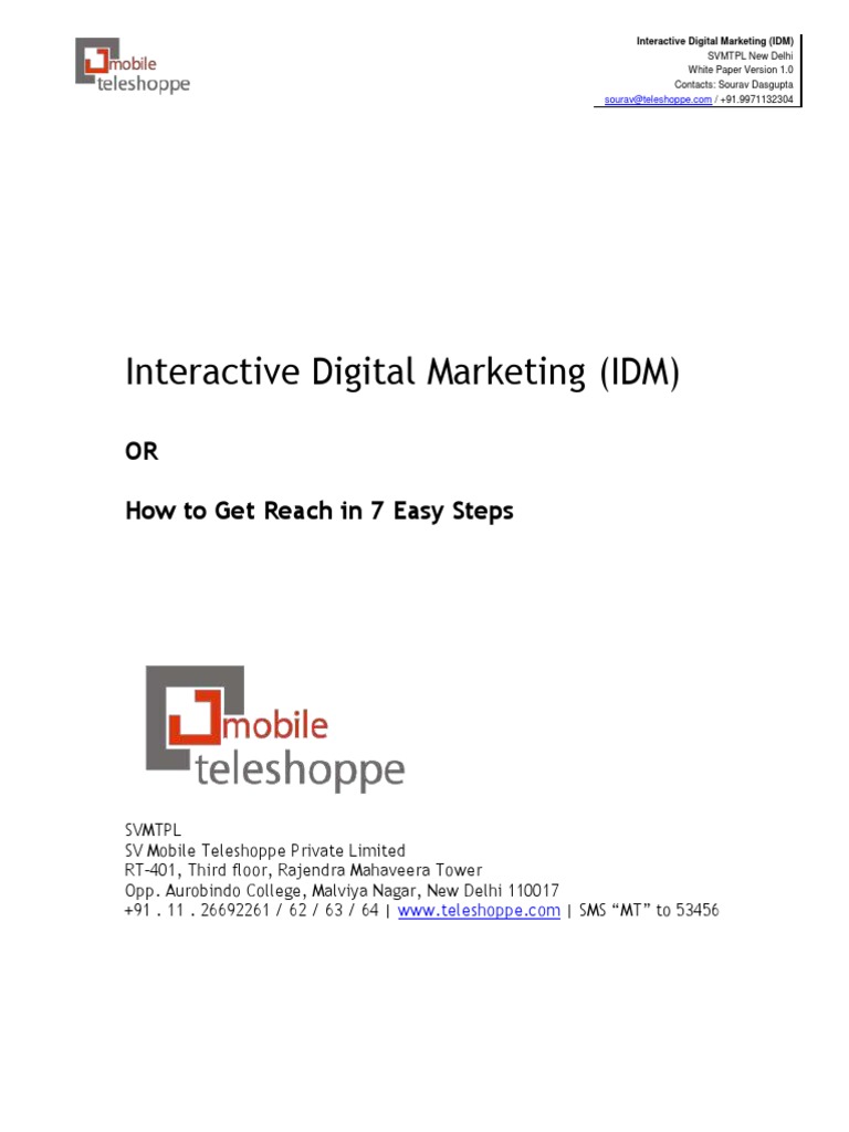 Interactive Digital Marketing (IDM) : OR How To Get Reach in 7 Easy ...