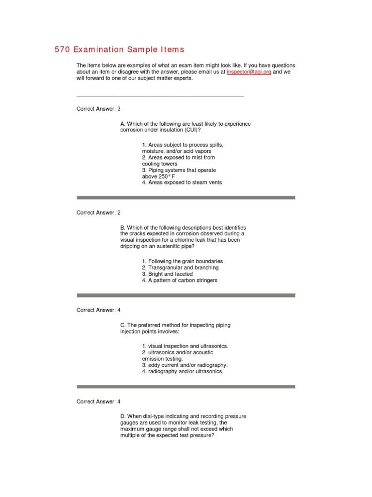 570 Examination Sample Items | PDF