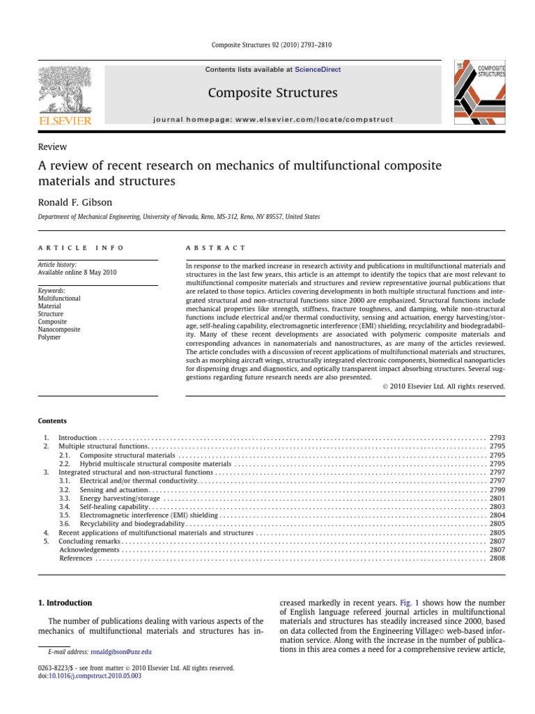 A Review of Recent Research On Mechanics of Multifunctional Composite ...