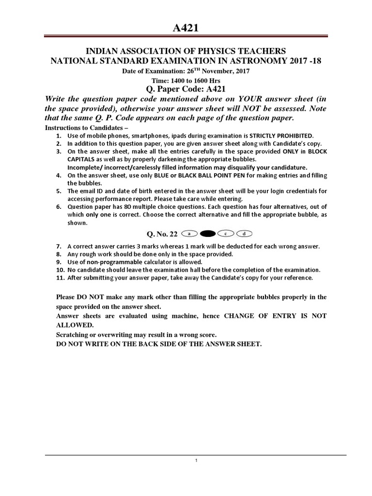 NSEA Question Paper 2017 | PDF | Stars | Triangle