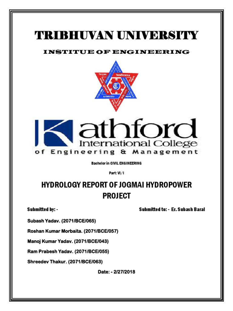 Tribhuvan University: Hydrology Report of Jogmai Hydropower Project | PDF