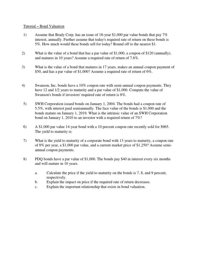 Tutorial 5 - Bond Valuation PDF | PDF
