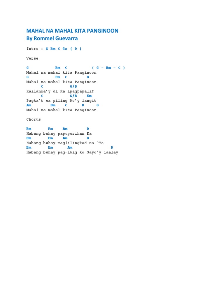 Mahal Na Mahal Kita Panginoon (Chords) by Rommel Guevarra | PDF