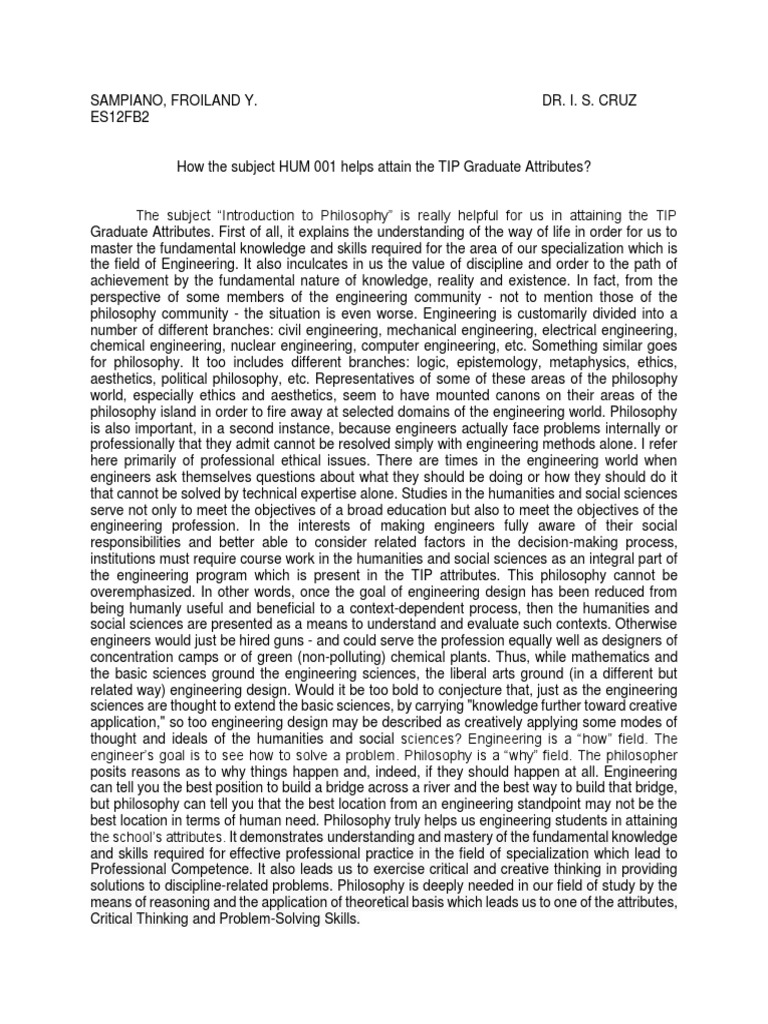 Reflection Paper - Philo | PDF | Engineering | Design