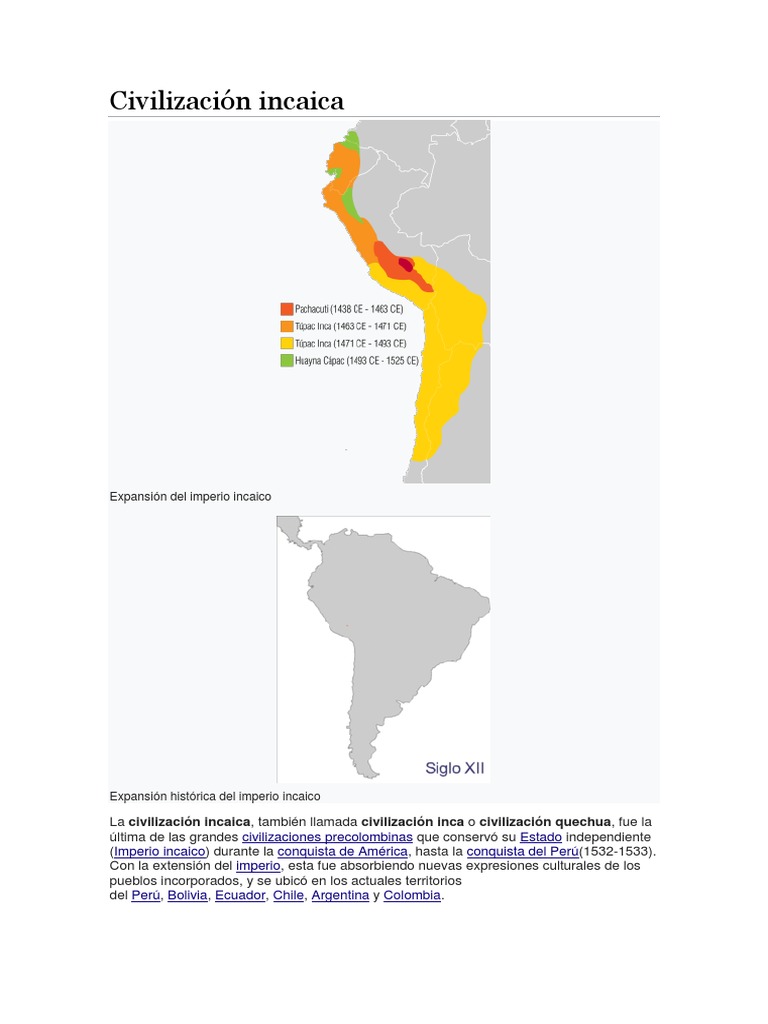Mapa del Imperio Inca y su Expansión | PDF | Imperio Inca | Machu Picchu