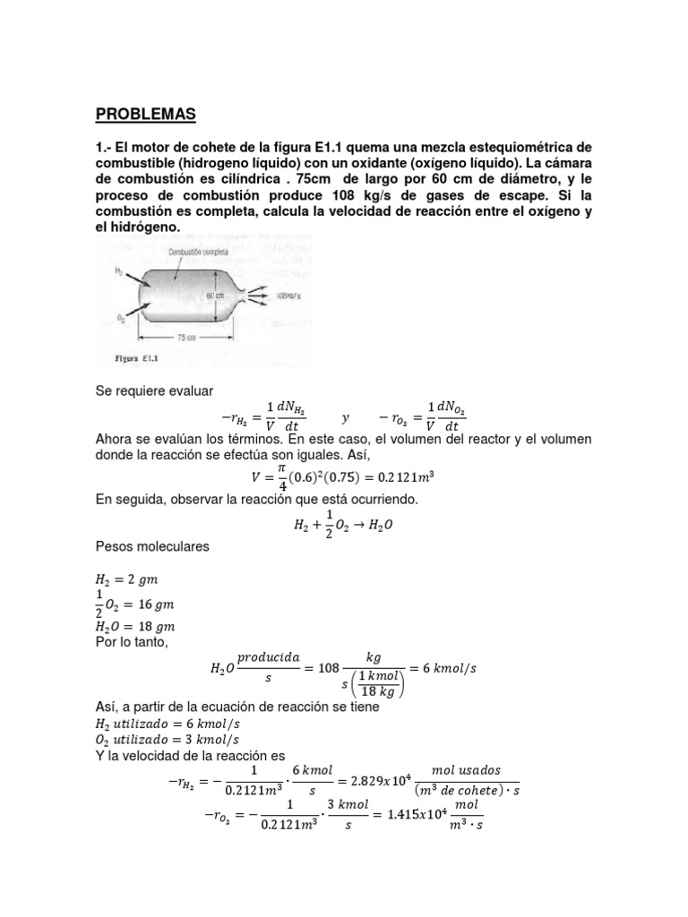 Problemas de Reactores | PDF | Combustión | Aguas residuales
