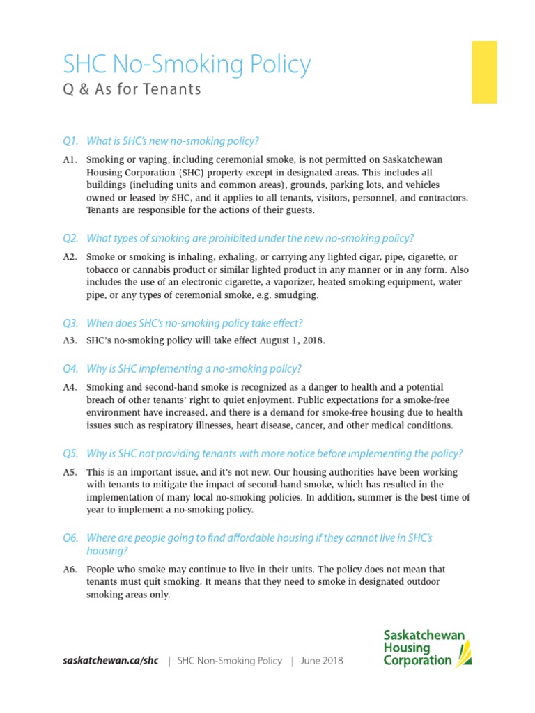 SHC No-Smoking Policy QAs | Cigarette | Smoking