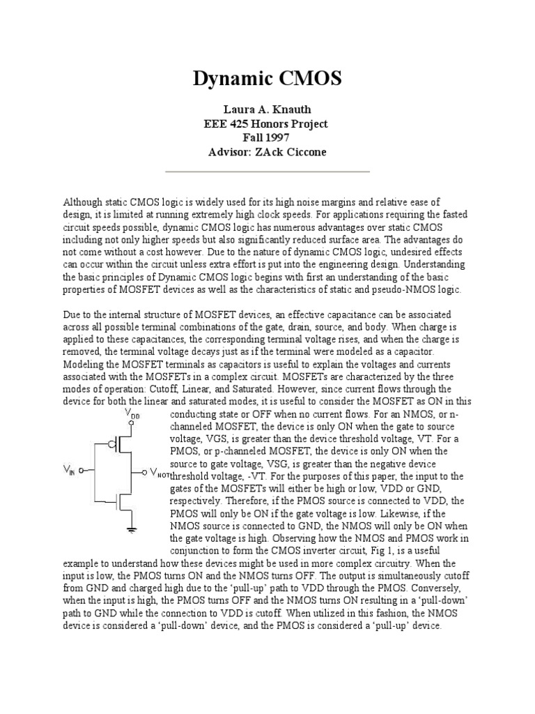 Dynamic CMOS | PDF | Cmos | Logic Gate