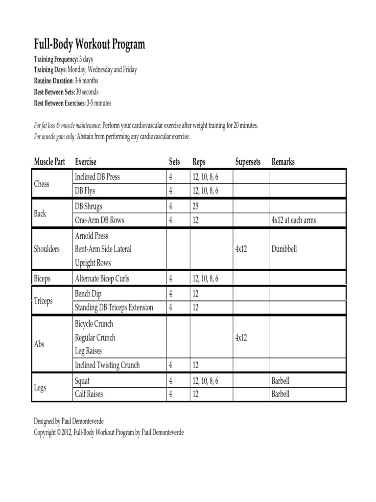 Full-Body Workout Program | PDF