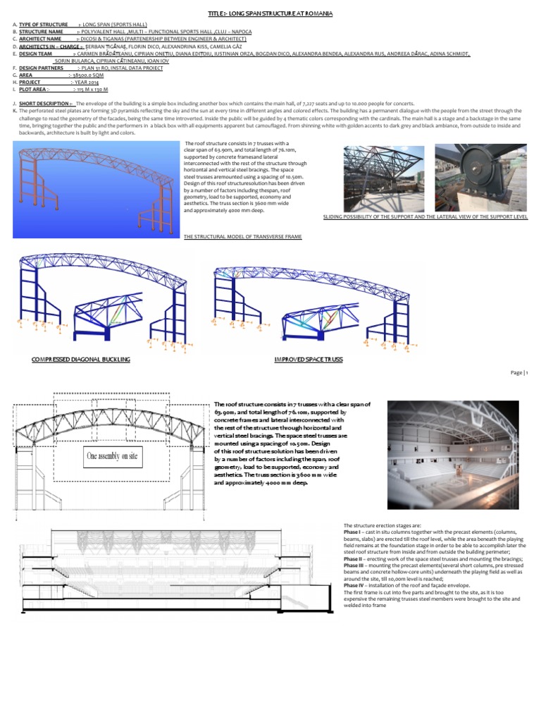 Multifunctional Sports Hall Design | PDF | Truss | Column