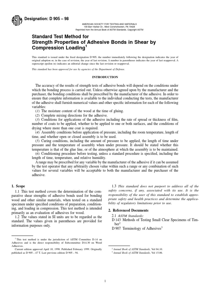 Astm D905 PDF | PDF | Adhesive | Wood