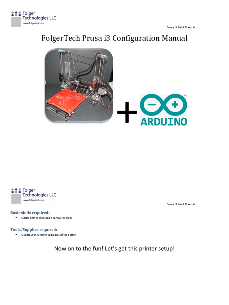 Folgertech Prusa I3 Configuration Manual v1.1 | PDF | Arduino | Integrated Development Environment