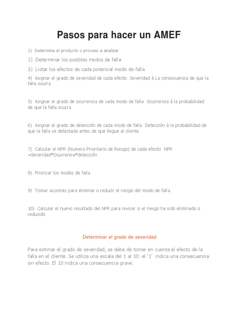 Como Hacer Un AMEF | PDF