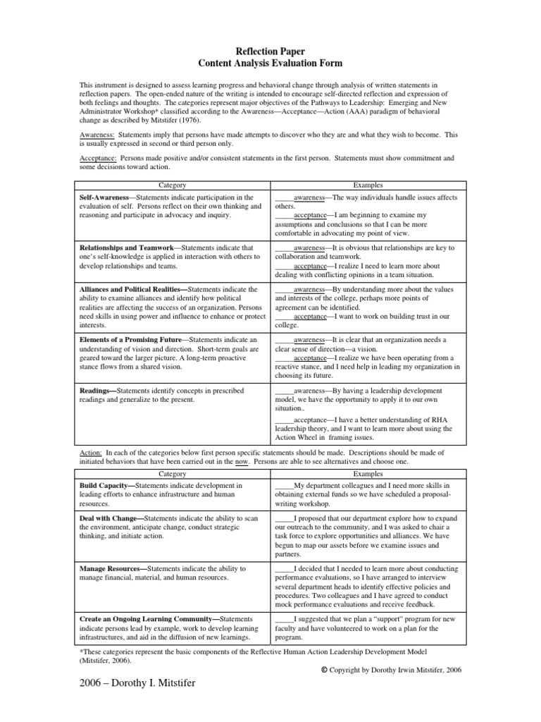 Content Analysis Evaluation Form 2006 | PDF | Expert | Leadership